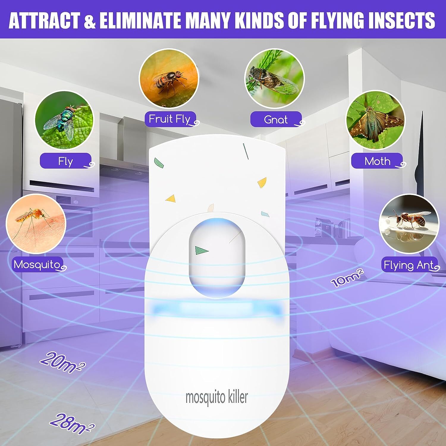 Electric Flying Insect Trap Plug-in Mosquito Trap Gnat Killer Indoor ...