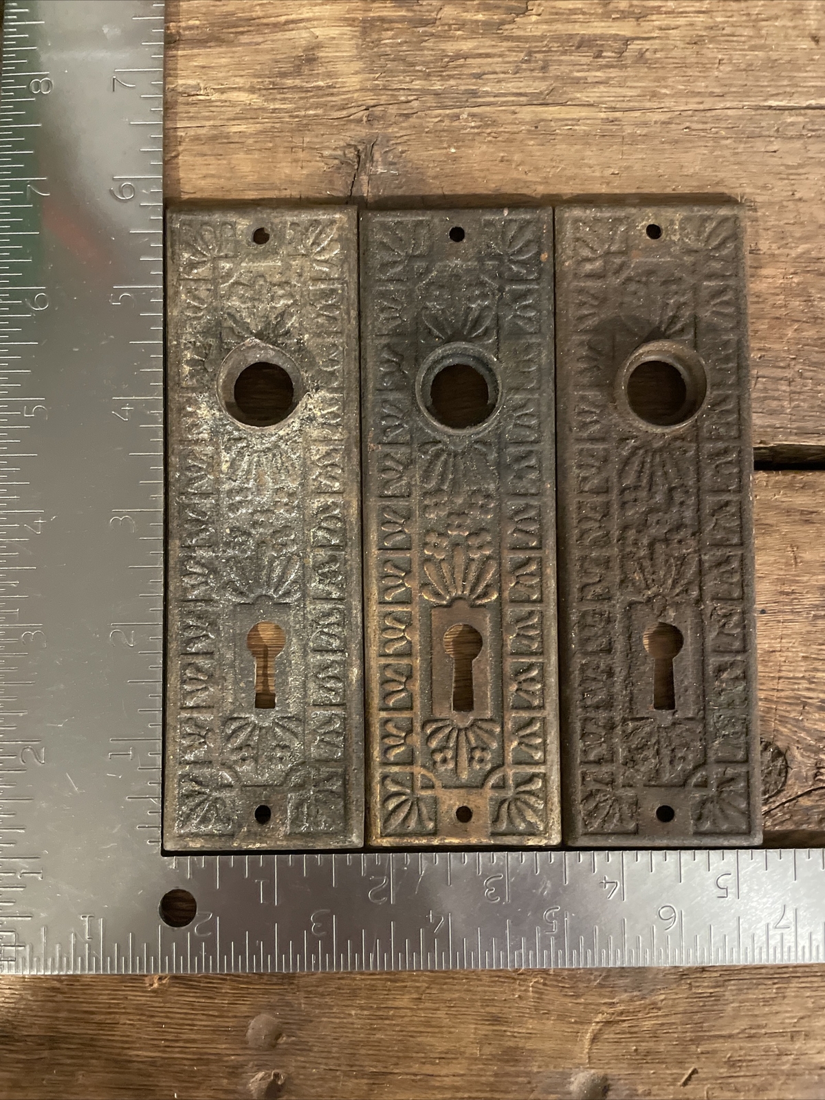 (3) Antique Ornate Eastlake Door Backplates, Neo Grec, Fancy, Victorian ...