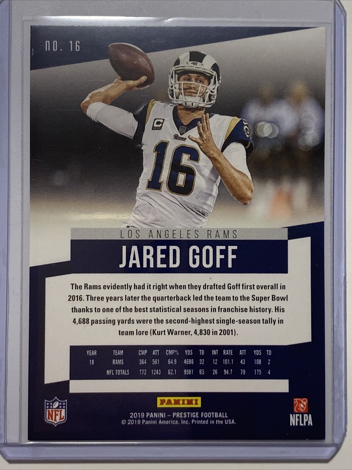 2019 Panini Prestige #16 Jared Goff Los Angeles Rams Football Card | eBay