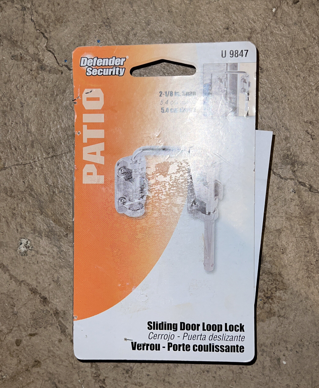 Sliding Door Loop Lock 2-1/8'' Hardened Steel Bar w/Diecast Base Chrome ...