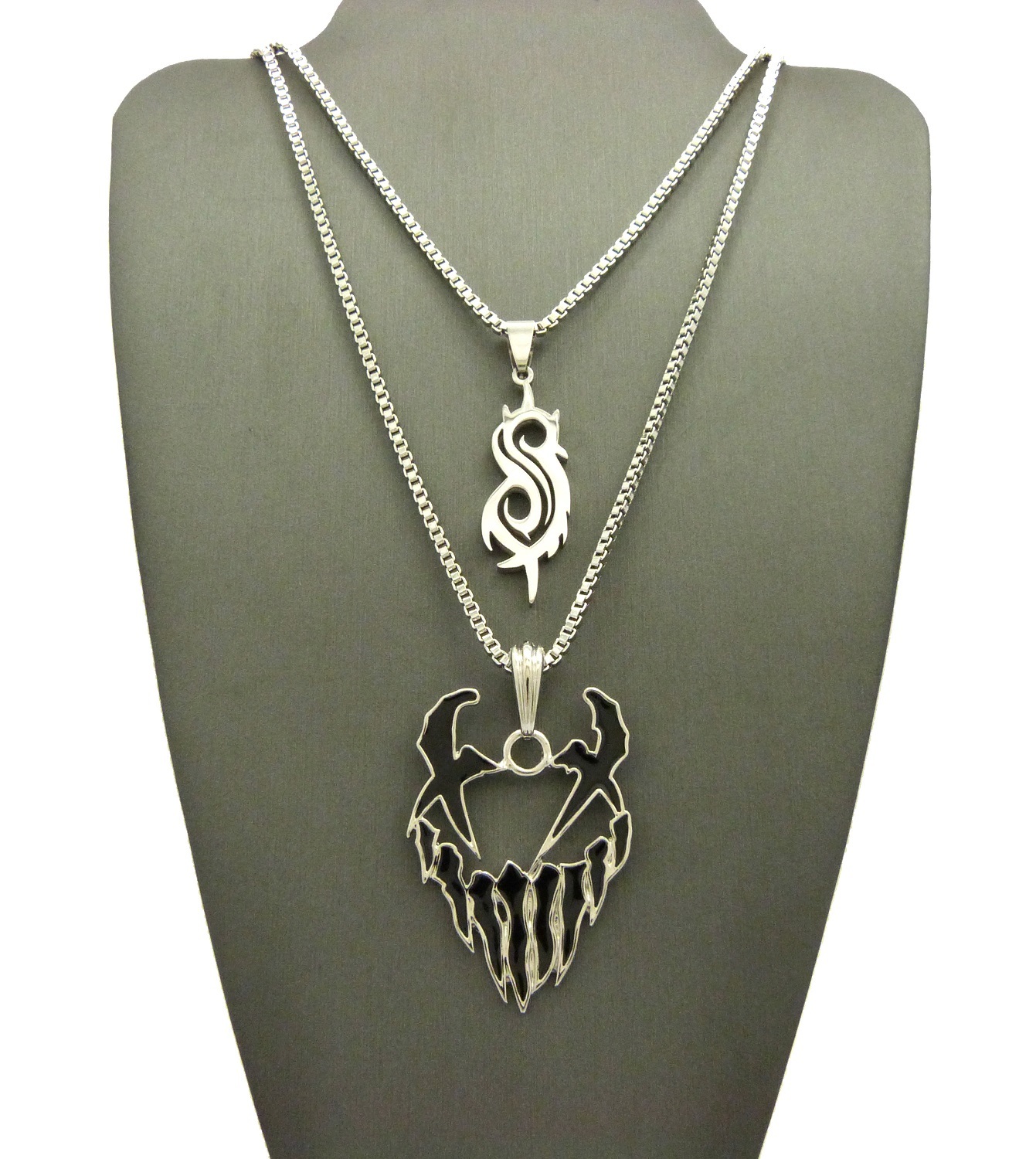 NEW SLIPKNOT & MUSHROOMHEAD PENDANT 24" & 30" BOX CHAIN NECKLACE SET ...