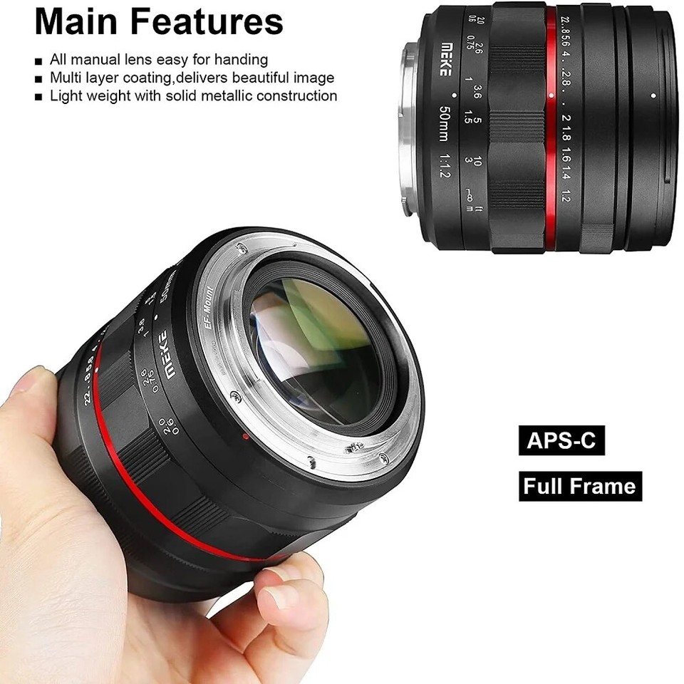 Meike 50mm F1.2 Full Frame Manual Lens for Sony E Canon EF/RF L-Mount ...