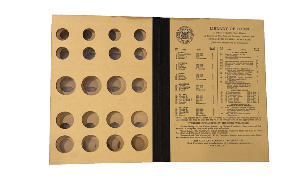 LIBRARY OF COINS ALBUM TYPE SET OF US COINS PART ONE HALF CENTS TO 25C ...