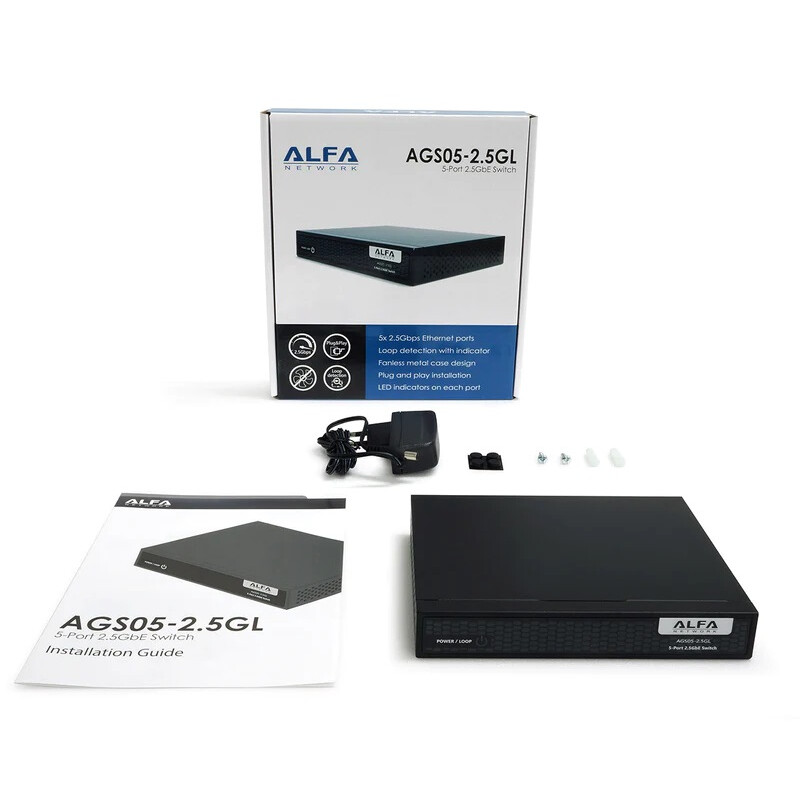 ALFA 5-Port Unmanaged 2.5G Switch 5 .5GBASE-T Ports Loop Detection and ...