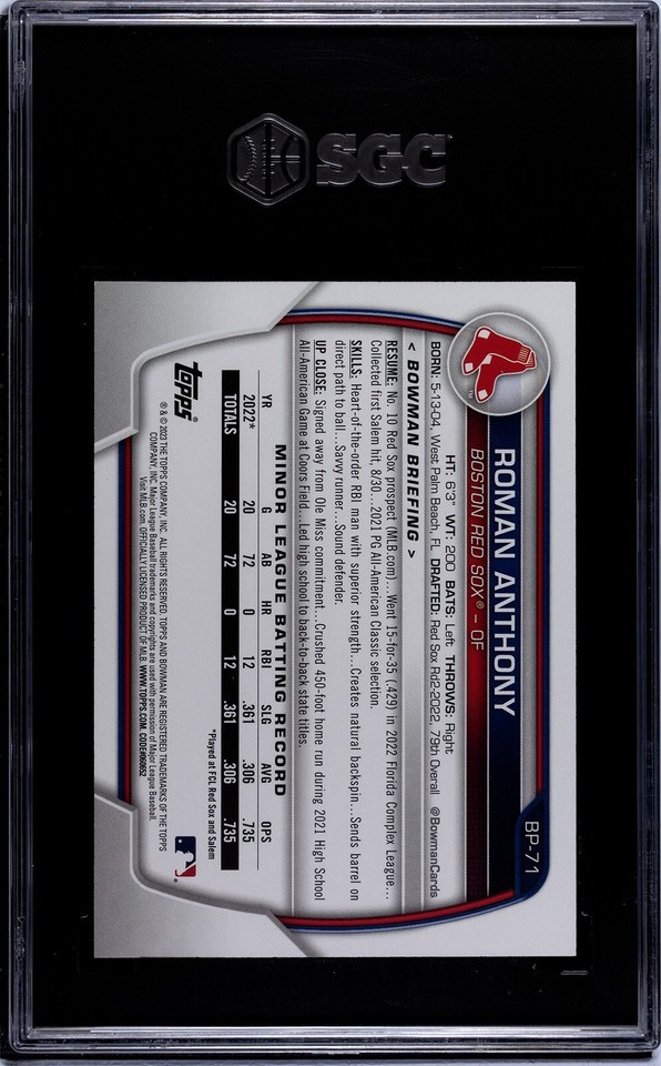 2023 Bowman 1st Roman Anthony Neon green 238/399 SGC 9.5 Pop 3 | eBay