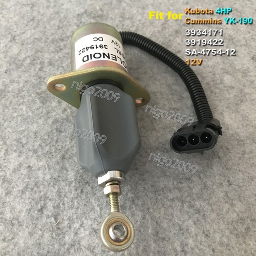 3934171 Fuel Shutoff Stop Solenoid 3919422 SA-4754 12V for Kubota 4HP ...