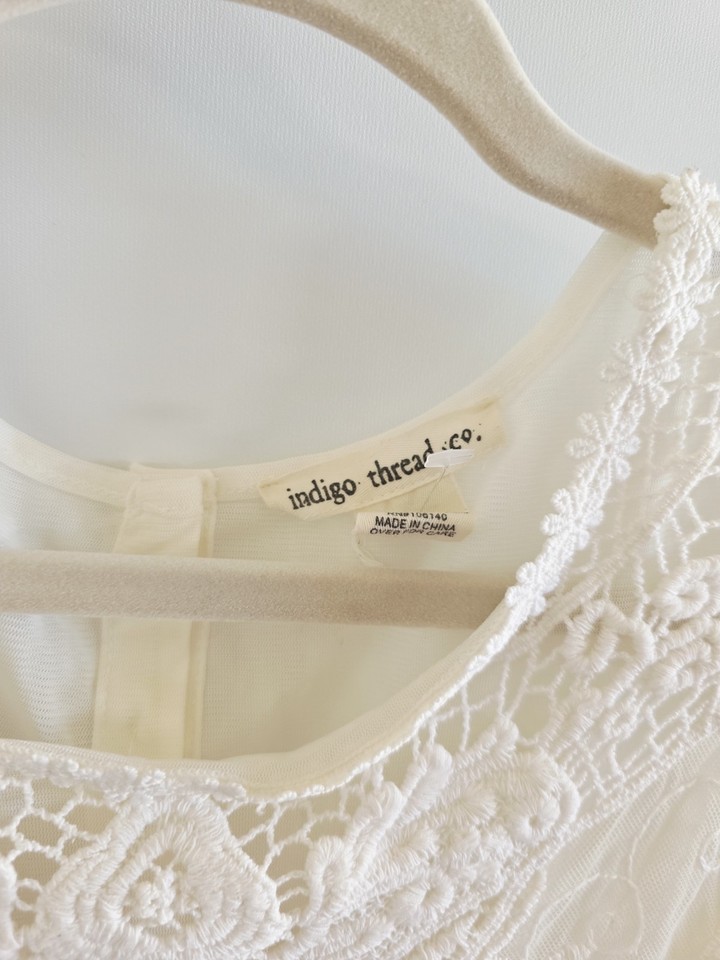 Indigo Thread Ivory Boho Crochet Lace Sheer Layered Blouse Women's Size ...