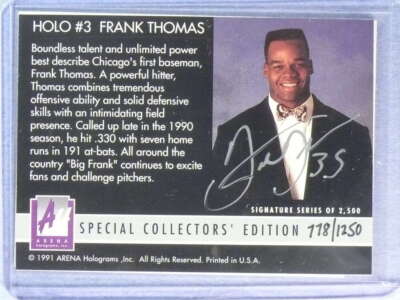 1991 Arena Holograms Frank Thomas Autograph Auto #778/1250 #AU3 | eBay