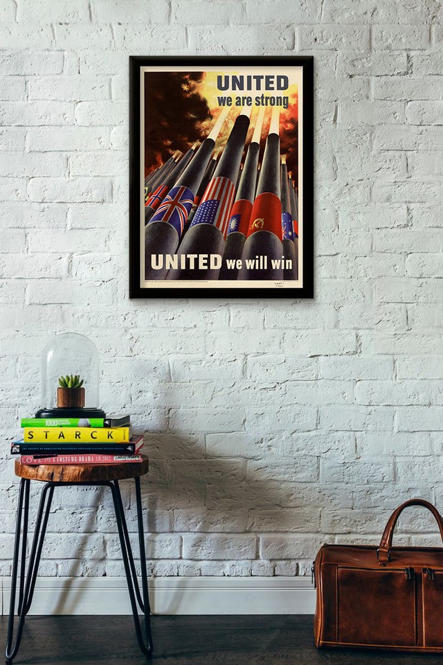 WW2 American Propaganda Poster - United We Will Win, US Military, WW2 ...