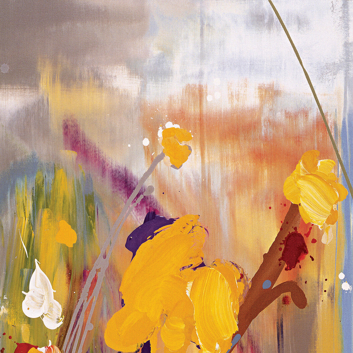 36W"x24H" BRYONY by DANIEL PHILL - VIVID FLORAL SPATULA-STYLE EXPLOSION ...