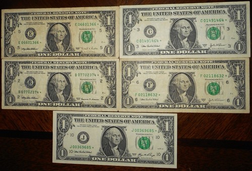 1995, 1999, 2003A, 2003A, 2006 $1 Federal Reserve *STAR* Notes, FREE ...
