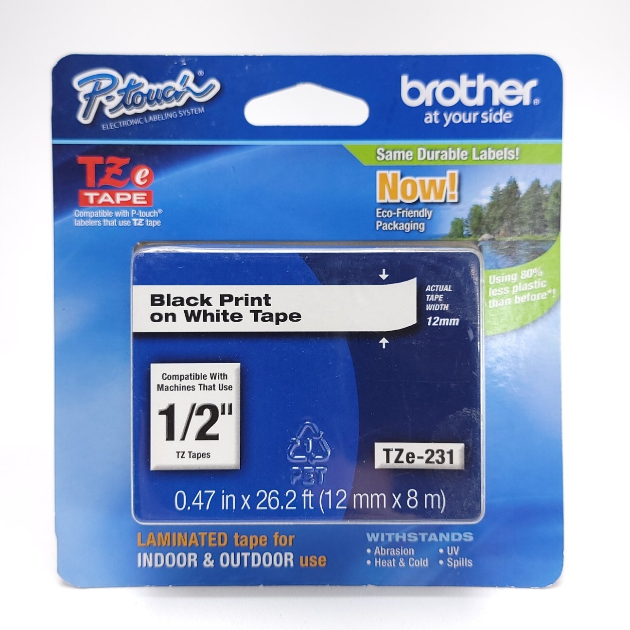 Genuine Brother TZe-231, 1/2" Black on White P-Touch TZ tape NEW ...