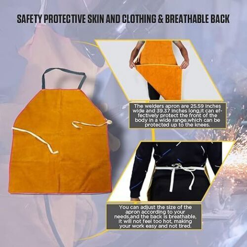Leather Welding Work Apron Heat Resistant & Flame Resistant Apron ...