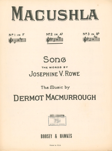Machushla Sheet Music Piano Voice in A-flat 1937 Rowe Macmurrough Irish ...