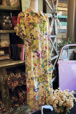 Easel Print Dress Mrs. Roper Button Down Tropical NWT Size: 2x | eBay