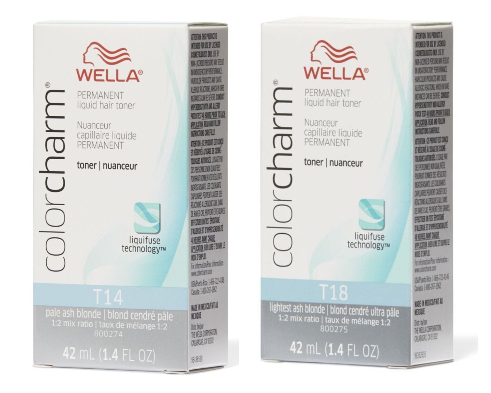 Wella Color Charm T14 Pale Ash Blonde & T18 Lightest Ash Blonde 1.4 oz ...