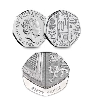 2020 Team GB Tokyo Olympic 50p coin, Royal Shield 50p Coin, BUNC UK ...