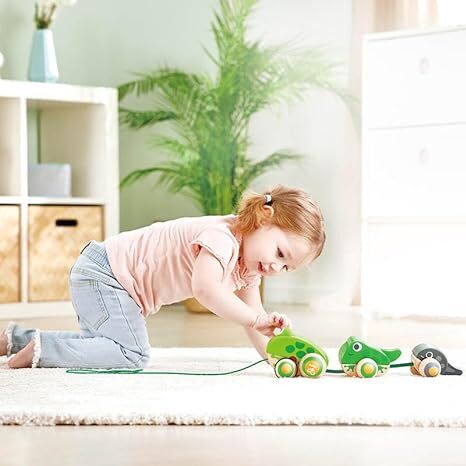 Hape Pull Along Frog Family with Anti-Rollover Wheels, Toddler Push and ...