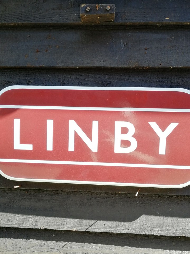 LINBY totem enamel sign British Rail station BR sign train linby sign ...