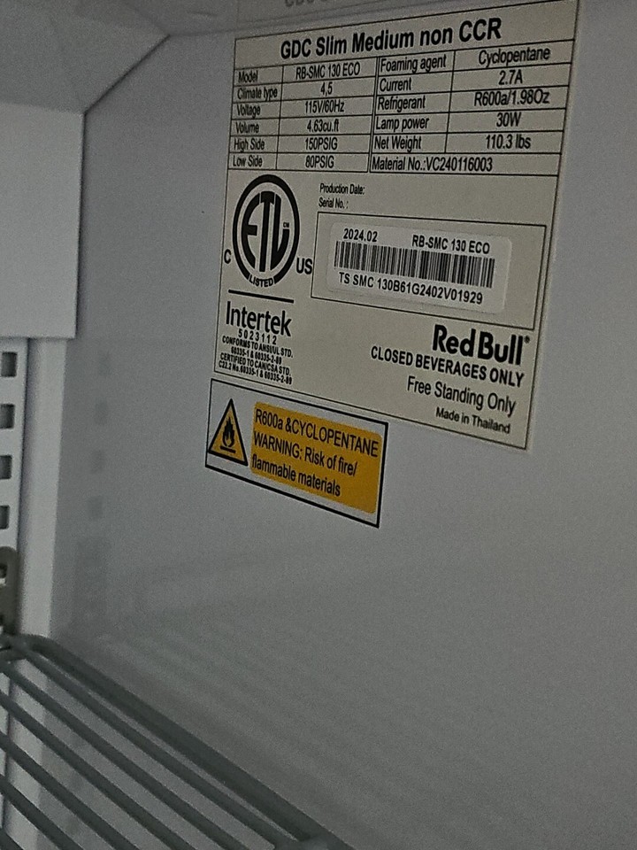 Red Bull 2024 GDC SLIM RB-SMC 130 ECO 115 VOLT Fridge | eBay