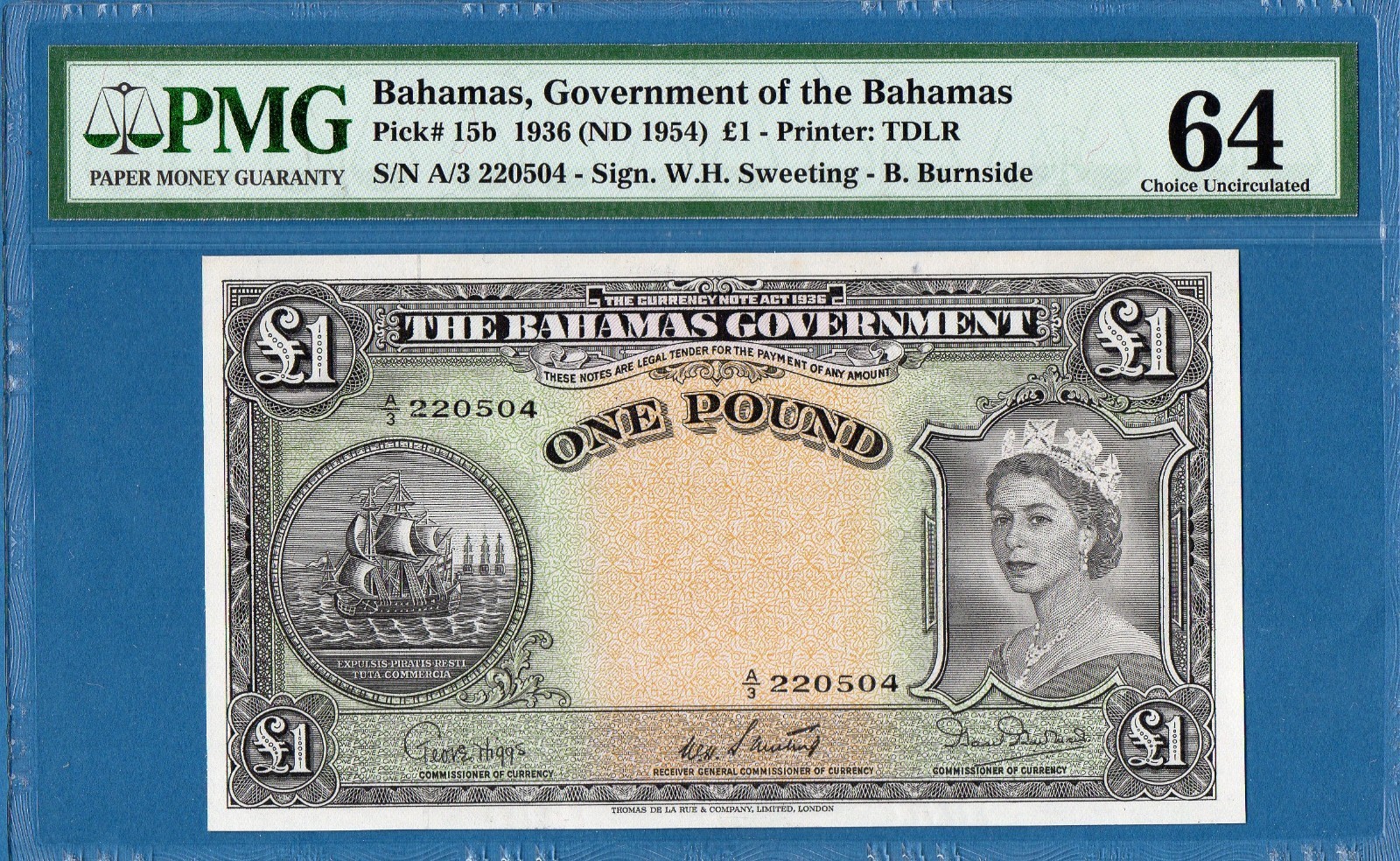 Bahamas, 1 Pound, 1936(ND 1953), UNC-PMG64, P15b | eBay