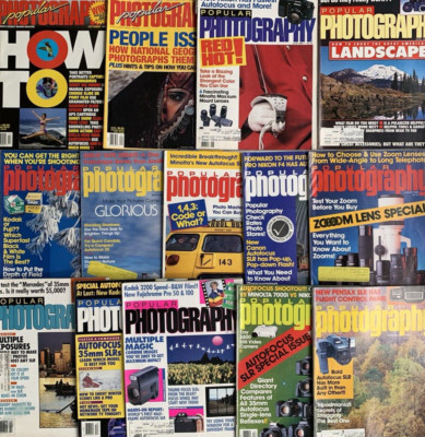 Lot of 14 Popular Photography Magazines Vintage 1987, 1988, 1989, 1995 ...