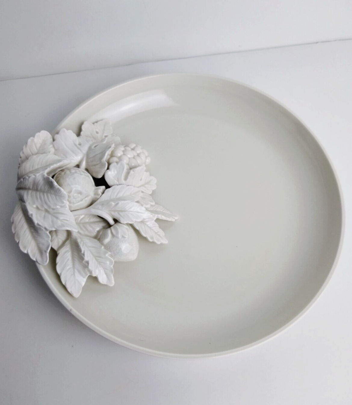 Vintage Fitz & Floyd White Ivory Serving Plate 3D Fruits & Leafs 1977 ...