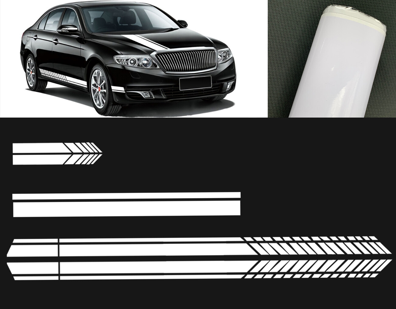 White Racing Pinstripe Stripe Full Car Body Vinyl Decal Sticker #2 | eBay