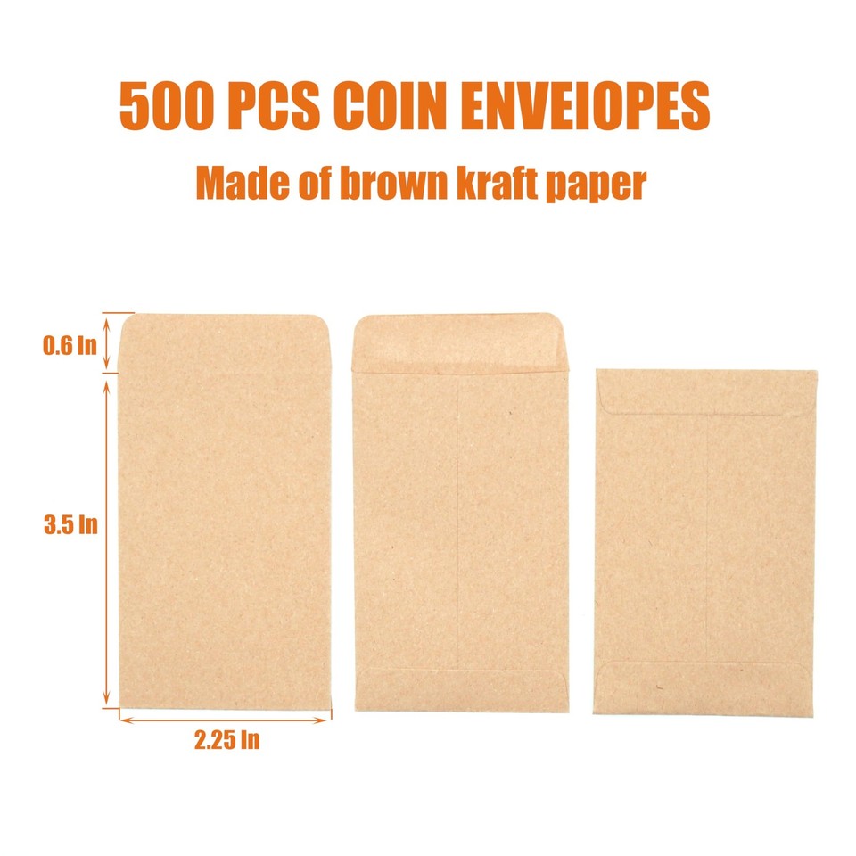 Budgenix #1 500 Pcs Small Coin Envelopes 2.25" x 3.5" with 500 PCS ...