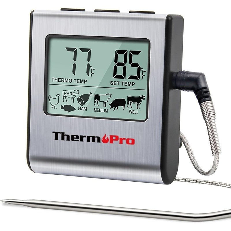 Digital Meat Thermometer W/ USDA Preset Timer Probe High Accuracy Cook ...