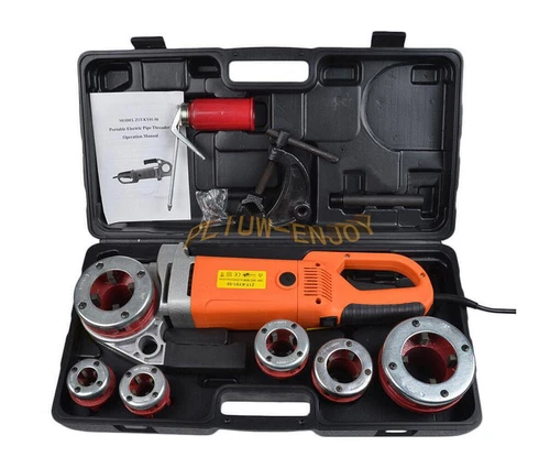 Electric Pipe Threader 2300w Pipe Threading Machine Heavy Duty Hand Held Power Drive Kit 110v ...