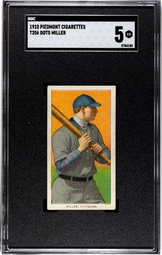 1909 T206 Dots Miller Pittsburgh Pirates SGC 5 Beautiful Card ...