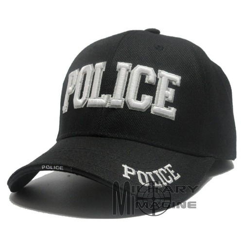 Police 3D Officer Baseball Cap Hat Law Enforcement Hat Black White ...