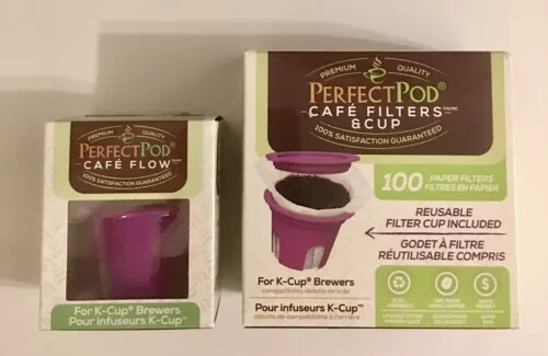 Lot (2) NIB Perfect Pod Reusable Single Serve Filter Cups + 100 Paper ...