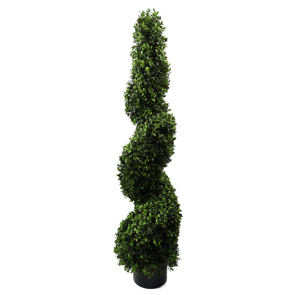 Realistic LARGE Artificial Topiary Ball Plants, Cone Bay Boxwood Spiral ...