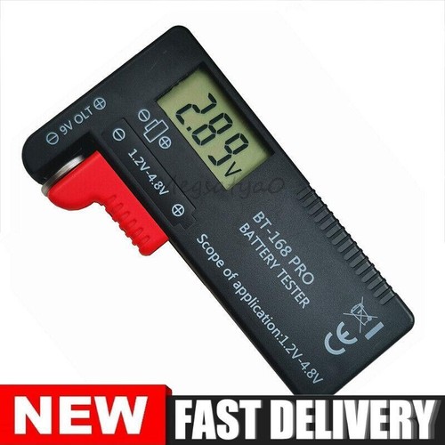 LCD Universal Battery Tester Tool AA/AAA C D 9V Button Cell Volt Tester ...