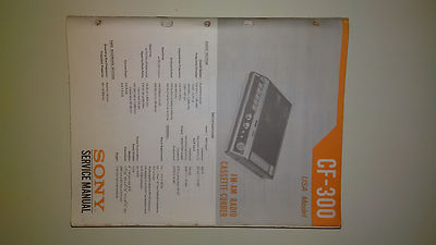 Sony cf-300 service manual original repair book am fm radio tape player ...