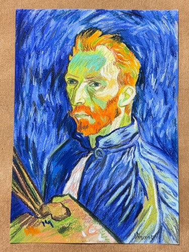 Vincent Van Gogh (Handmade) Mixed Media Paper Drawing Signed and ...