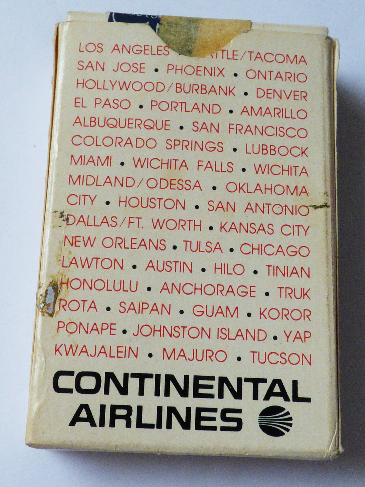 VTG Continental Airlines 54 regular playing cards pack White logo | eBay
