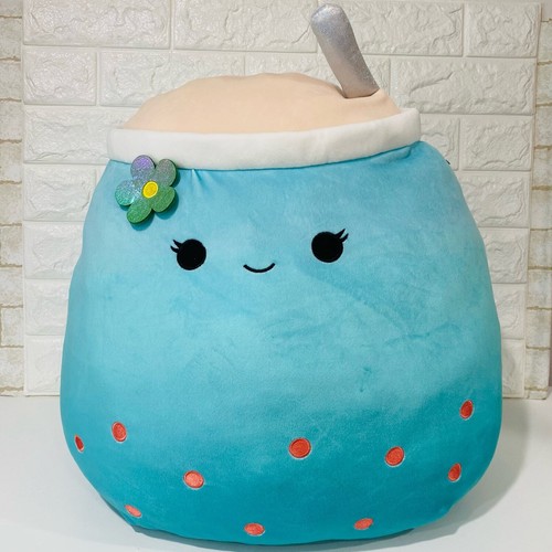 Squishmallow Jakarria The Boba Tea Blue Large Plush Spotted Flower ...