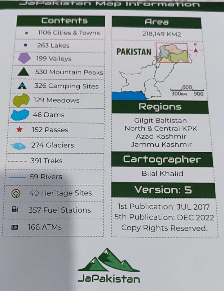 Tourist detailed Map for Northern Areas of Pakistan, Foldable/Handy/A5 ...
