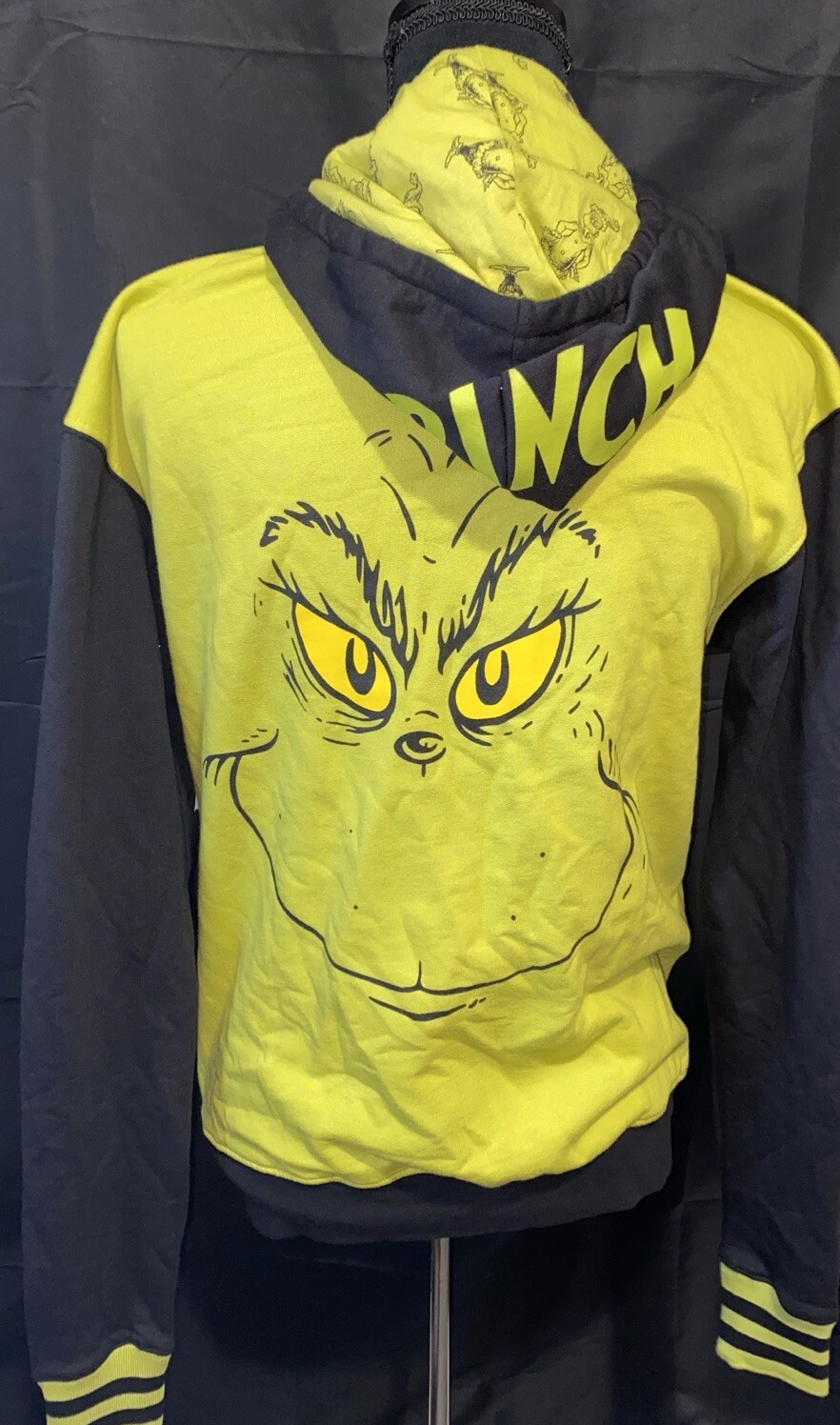 Dr. Seuss The Grinch Size XS Unisex “Naughty” Green Hoodie Zip Jacket ...