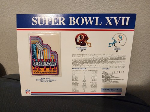 SUPER BOWL 17 Redskins vs Dolphins 1983 Willabee Ward OFFICIAL SB XVII ...