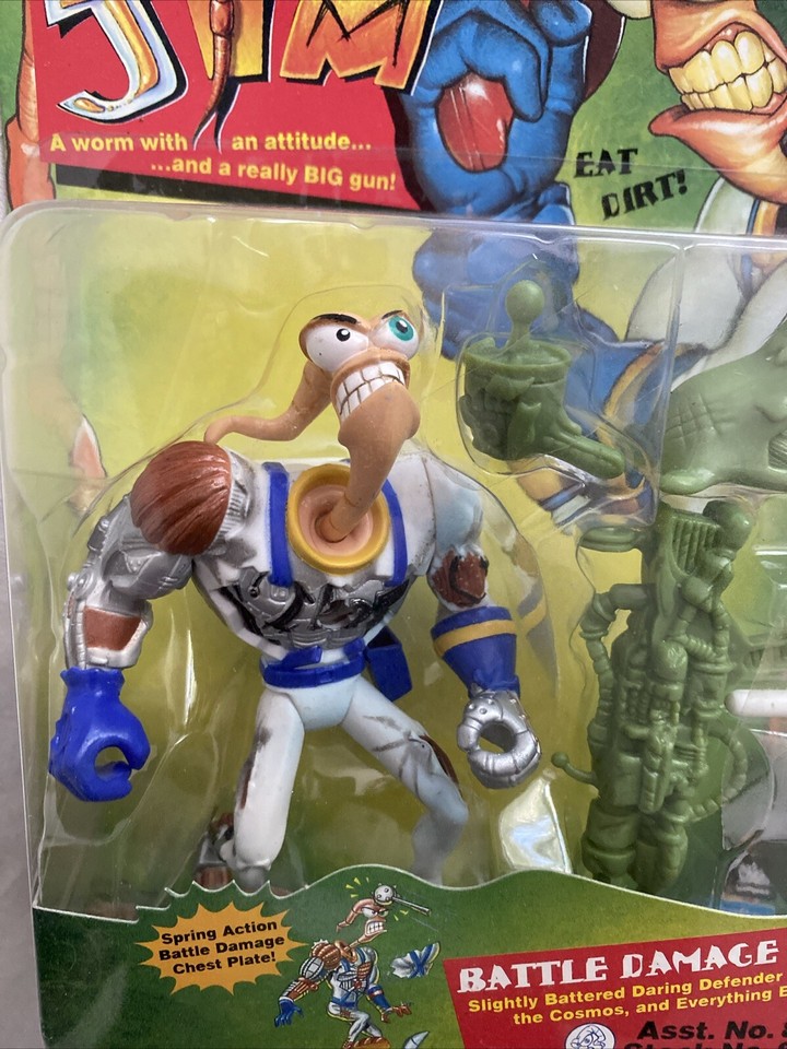 Earthworm Jim Battle Damage Playmates 1994 Action Figure NEW | eBay