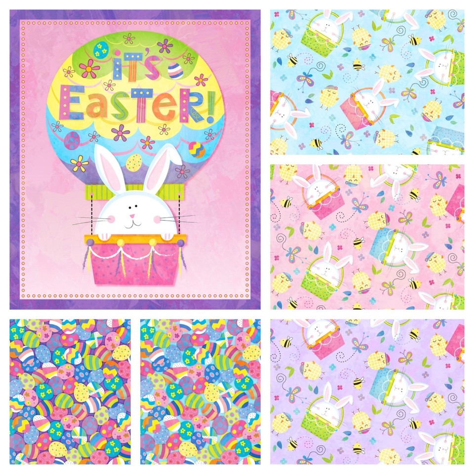 Easter Fabric: It's Easter! Easter Bunny Panel, 100% Cotton Quilting ...