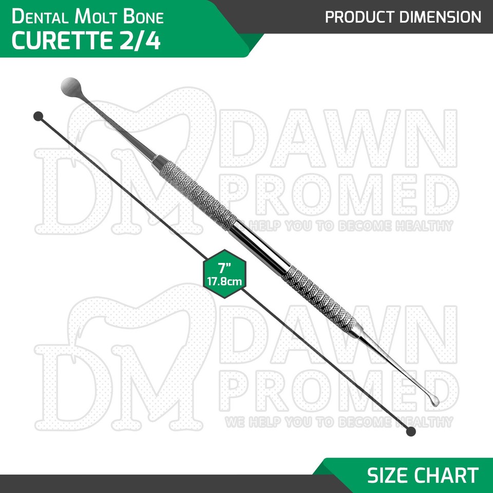 Molt Bone Curette 2/4 Periosteal Elevator Surgical Implant Dental ...