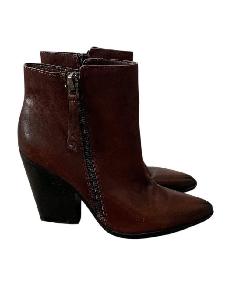 Naturalizer Dark Brown Leather Ankle Boots Size 11 Western Boho Classic ...