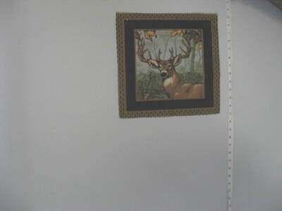 Pillow Panel,"Buck in the Woods-Black Border",12" X 12",Cotton Blend ...