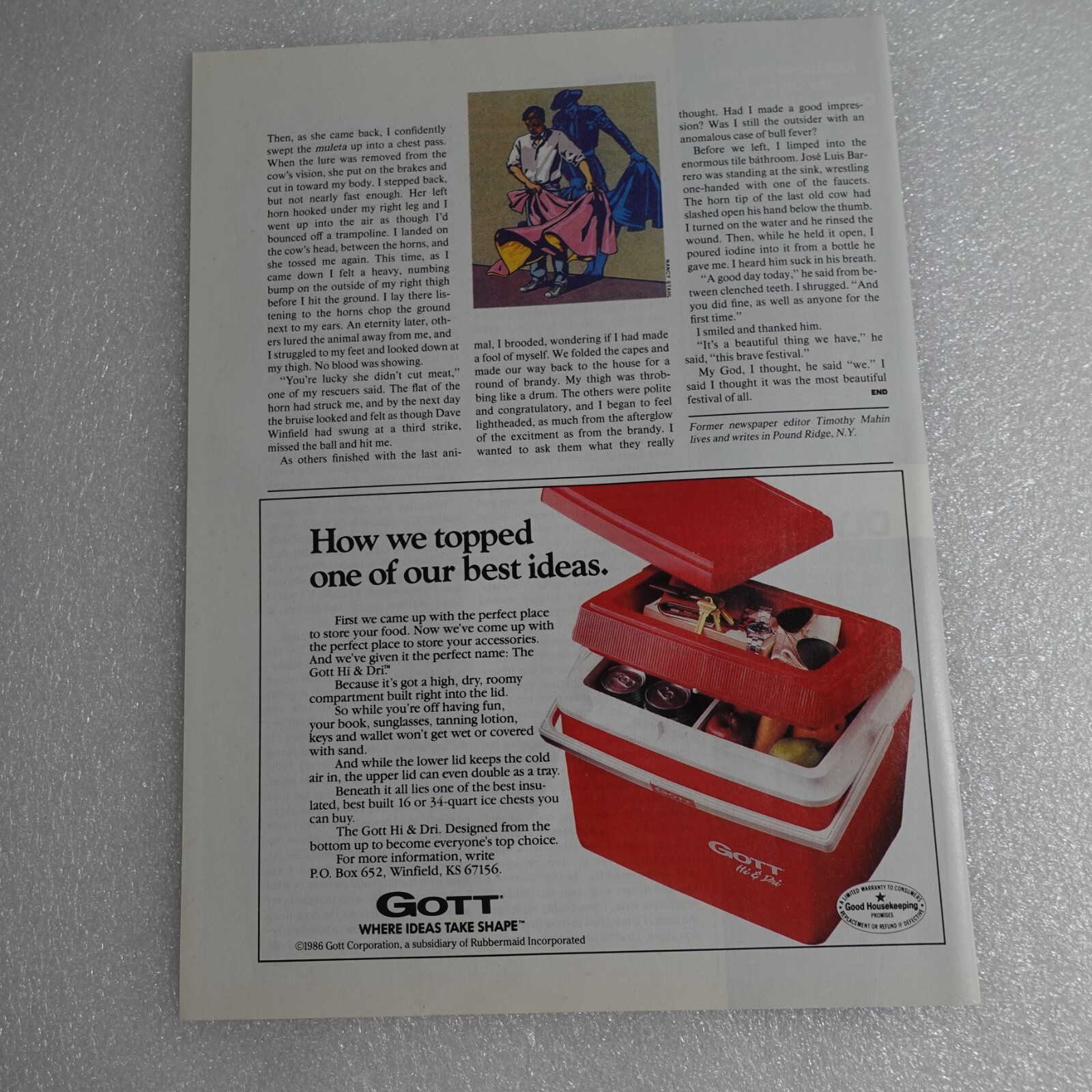 Vintage Print Ad Gott Ice Chest Sports Illustrated May 19, 1986 | eBay