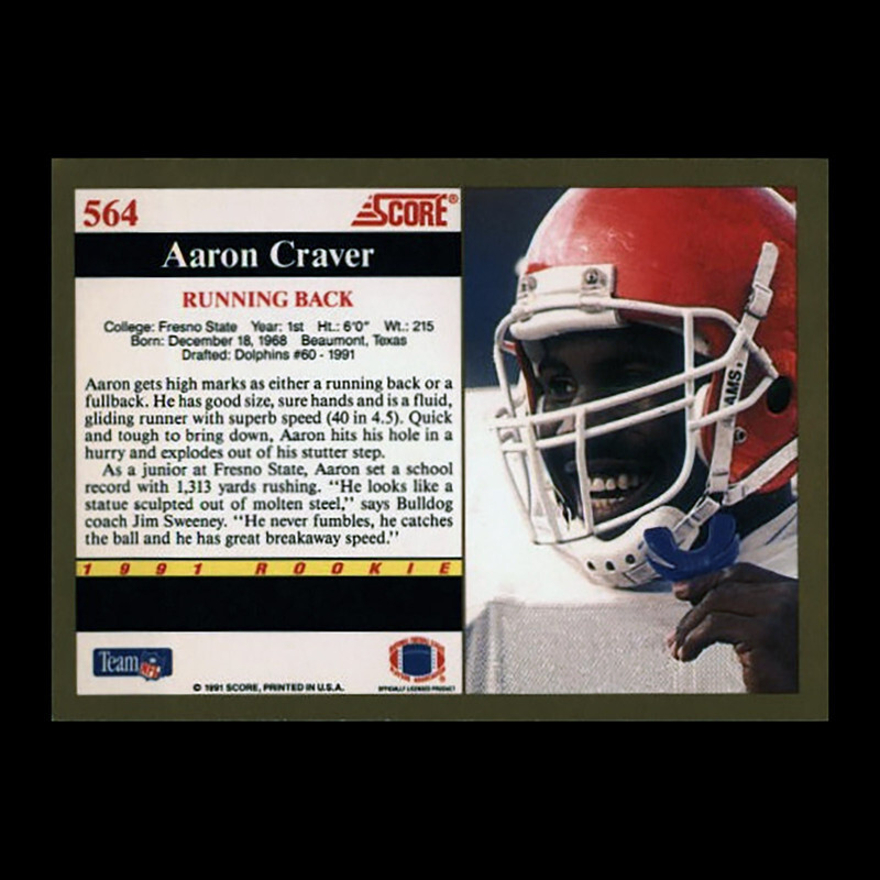 1991 Score Football #564 - Aaron Craver RC, ERR Miami Dolphins | eBay